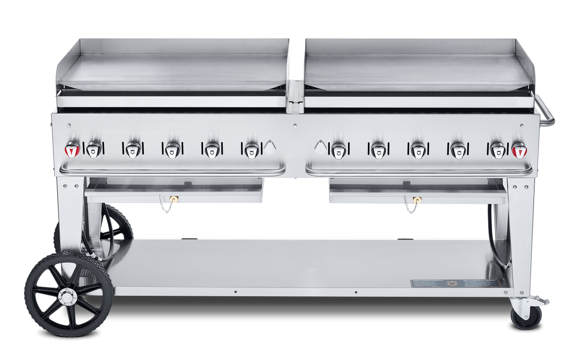 Crown Verity | Mobile 72" Gas Griddle with 2 x 36" Griddles, Grease Tr ...