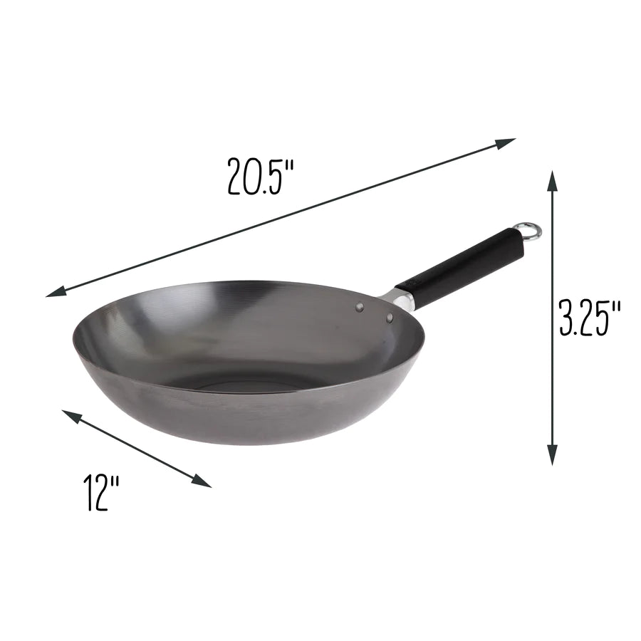 Joyce Chen Professional Series Stir Fry Pan, 12", Carbon Steel/Resin H ...
