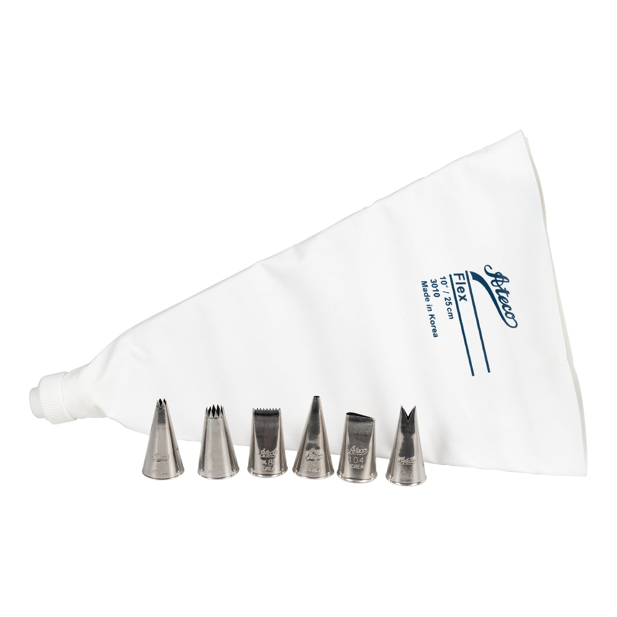 Ateco 8 Piece Piping Tip and Decorating Set with 10" Flex Bag ...