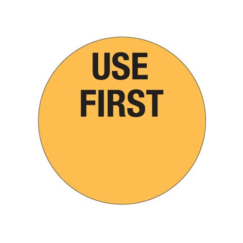 Ecolab SupeRemovable Round Label, "Use First", 1", Orange (1000-pack ...