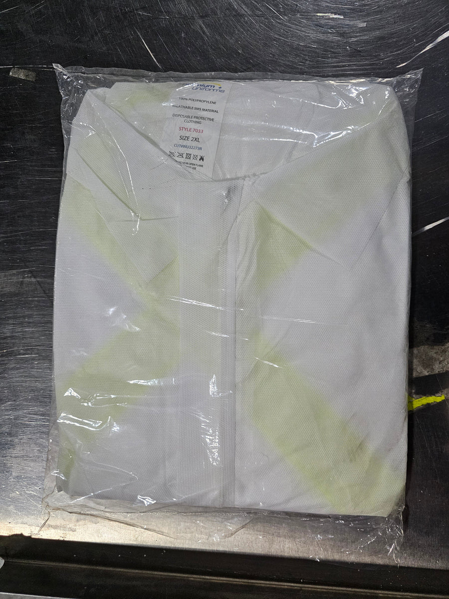 Premium Uniforms Disposable Coverall, No Hood, White Polypropylene, FI ...