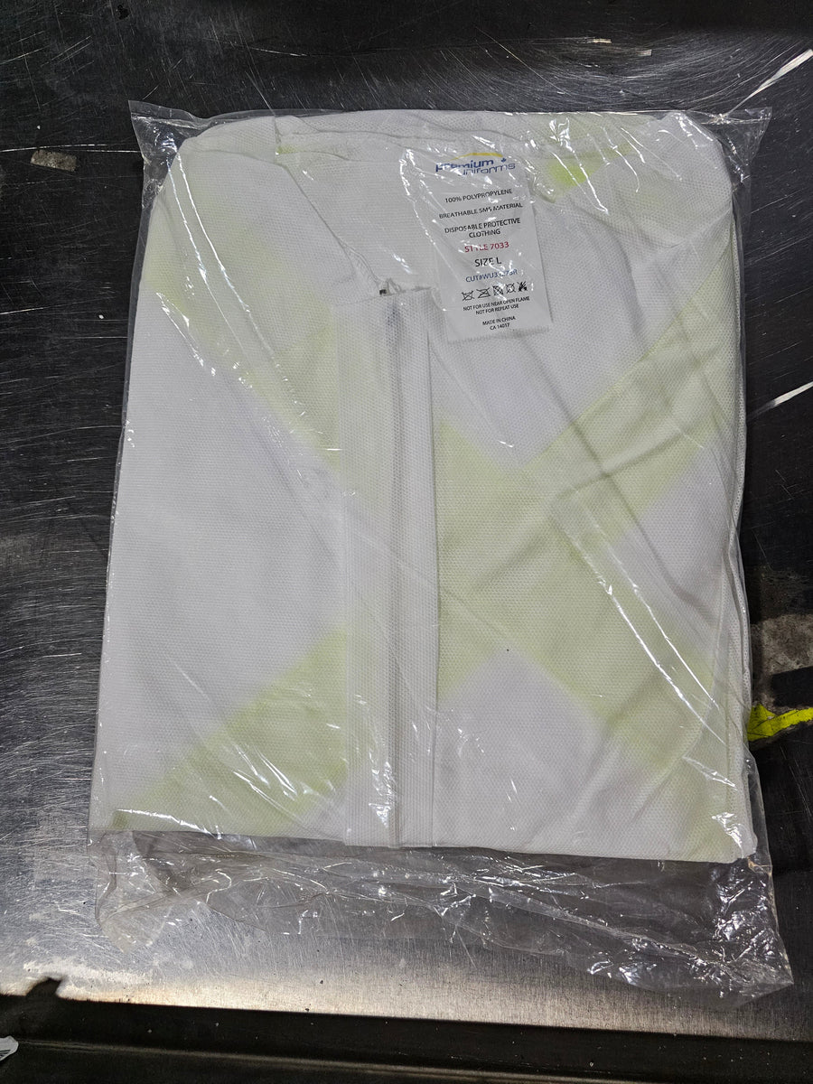 Premium Uniforms Disposable Coverall, No Hood, White Polypropylene, FI ...