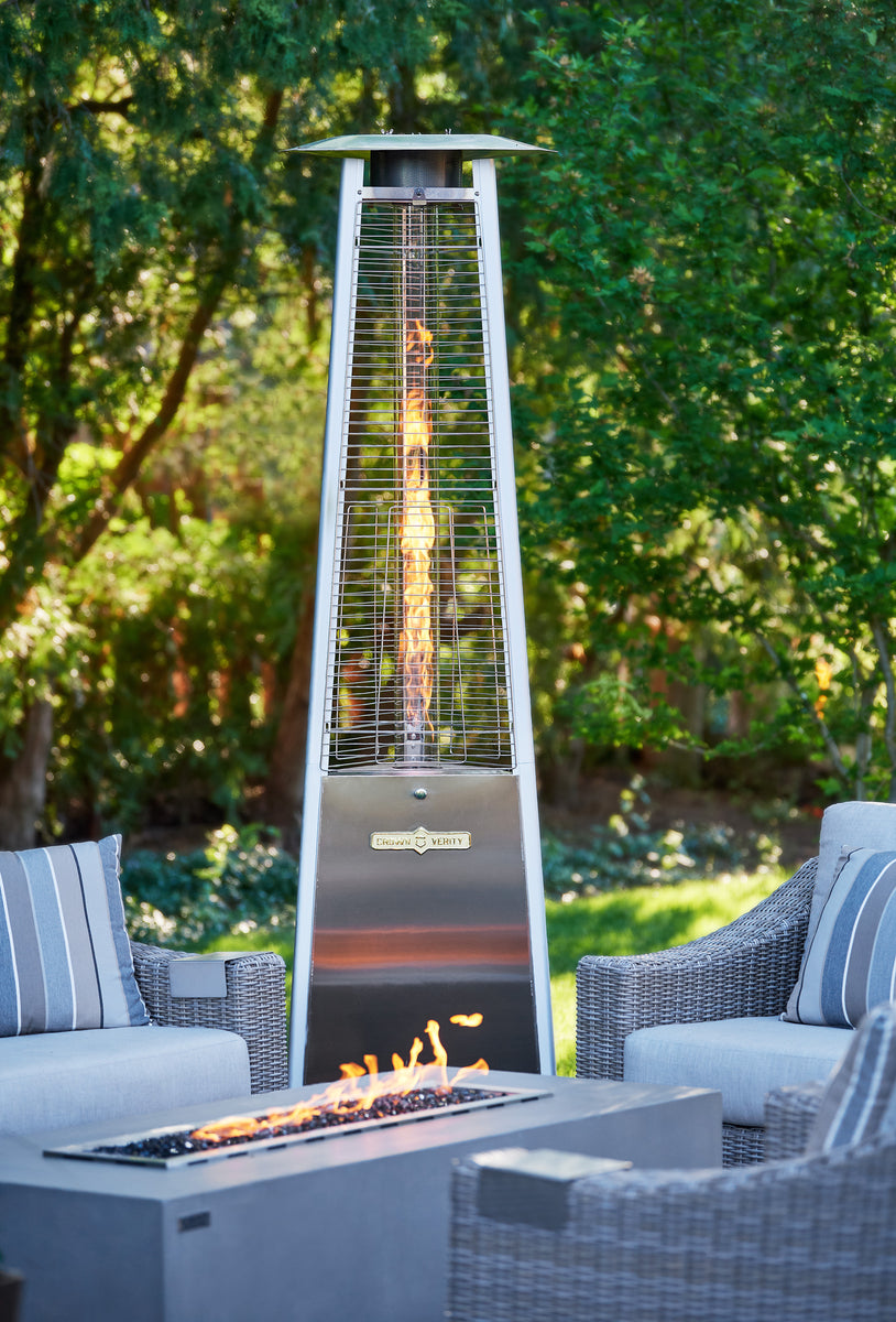 Crown Verity Portable Tower Patio Heater, Stainless Steel/Glass, Propa ...