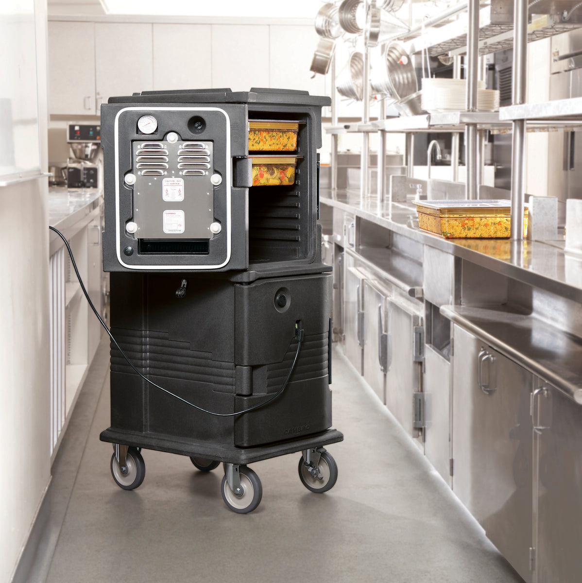 Cambro Camcart H-Series 2 Compartment Heated Food Pan Carrier, Black ...