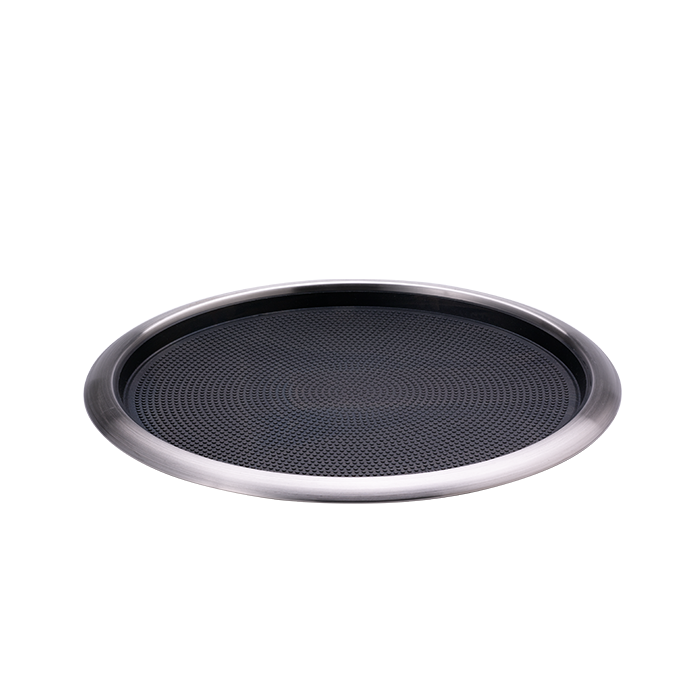 Service Ideas Round Serving Tray with Removable Non-Slip Insert, Stain ...